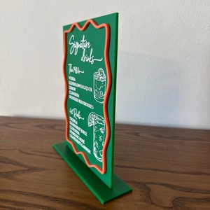 Wavy Signature Drink Bar Menu Sign, Signature Cocktails Personalized ...
