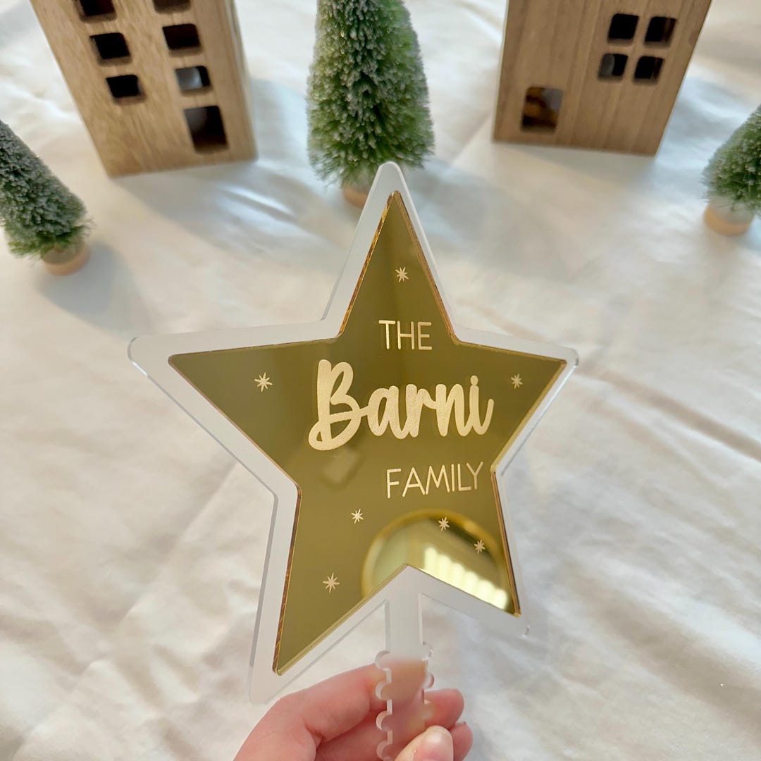 Custom Christmas Tree Topper Star, Personalized Tree Topper With Family ...