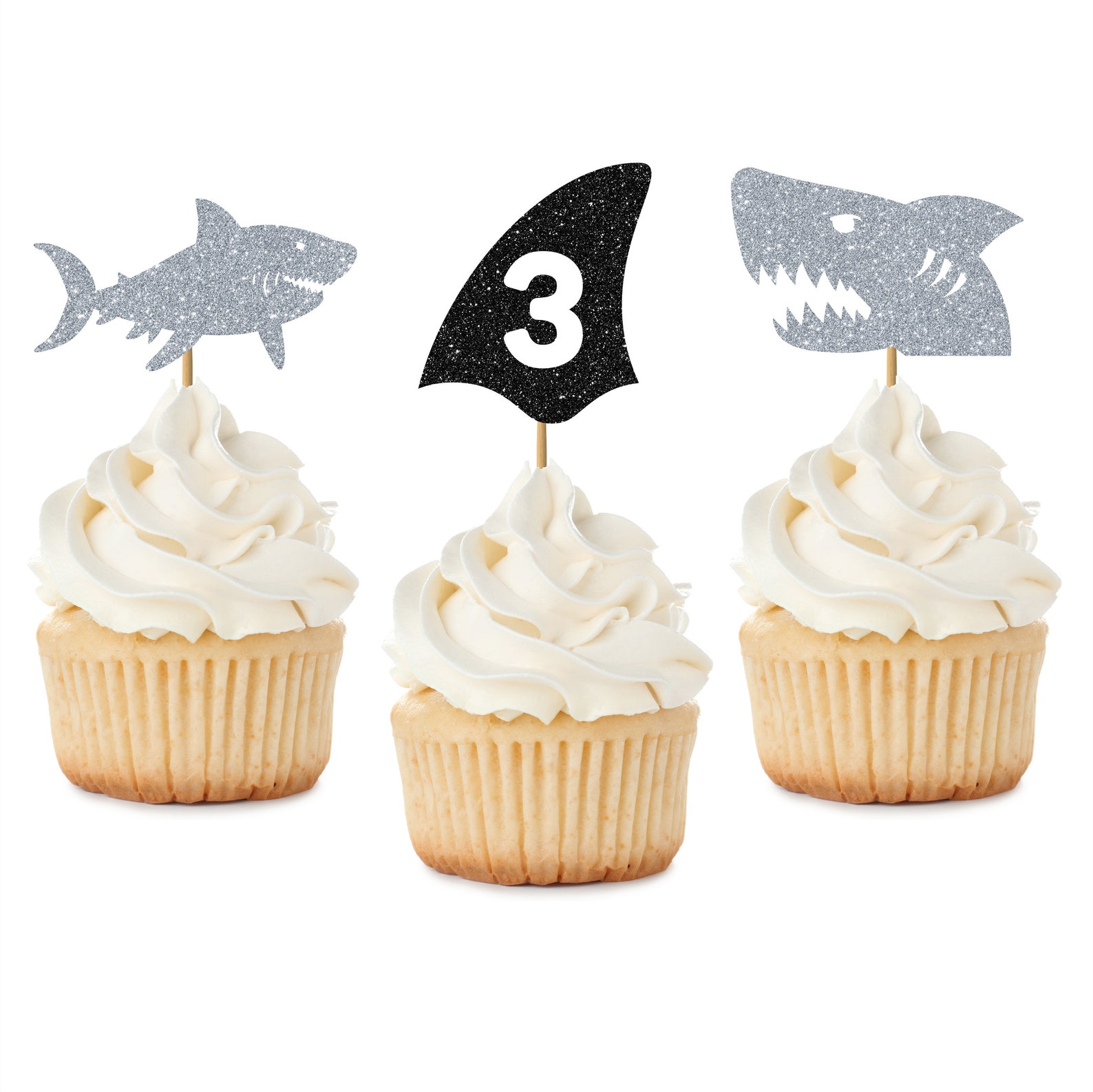 Shark Cupcake Topper Set Under the Sea Cupcake Toppers Boys - Etsy