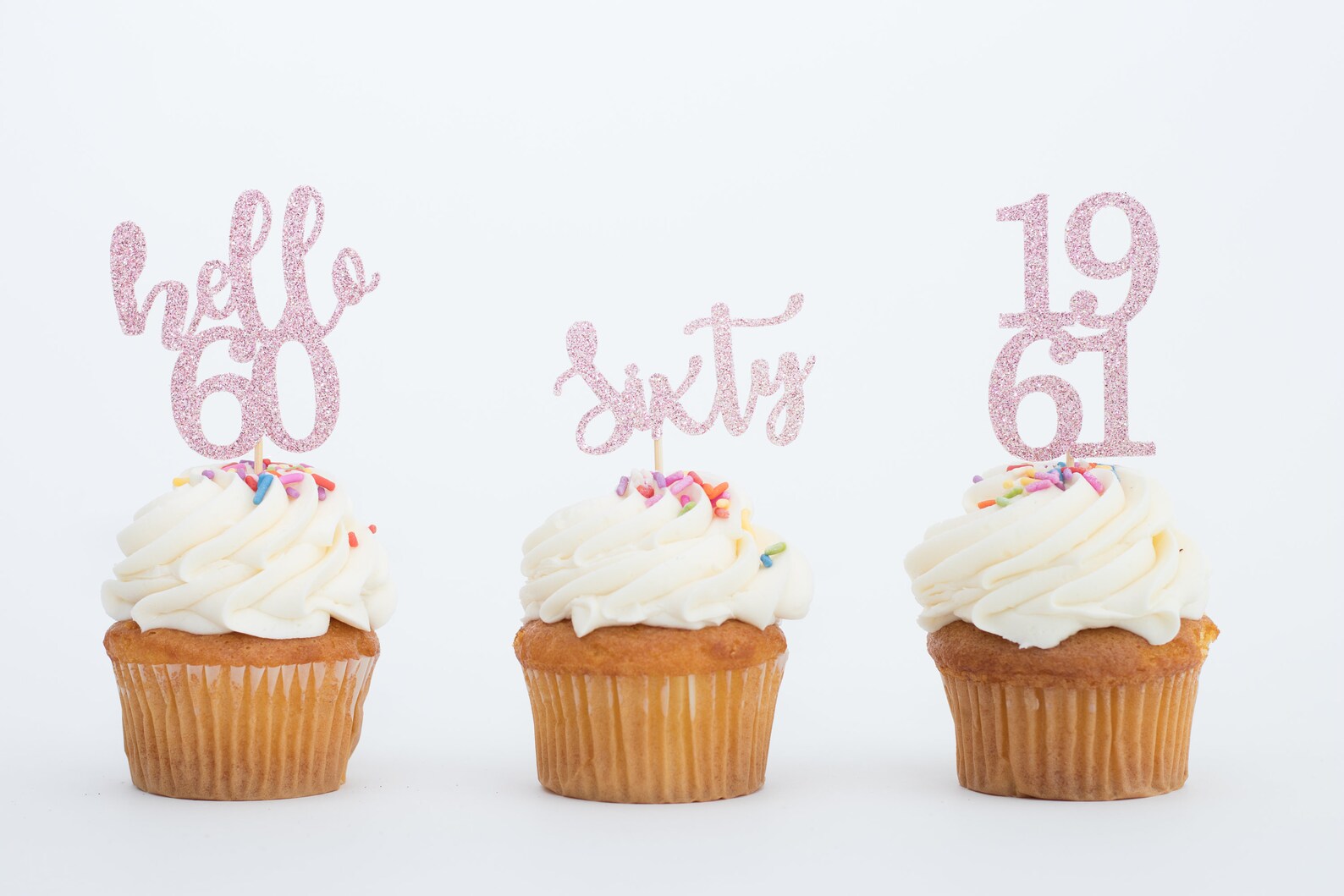 Hello 60 Cupcake Topper 60th Birthday Hello Sixty Cupcake - Etsy