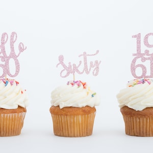 Hello 60 Cupcake Topper, 60th Birthday, Hello Sixty Cupcake Topper ...