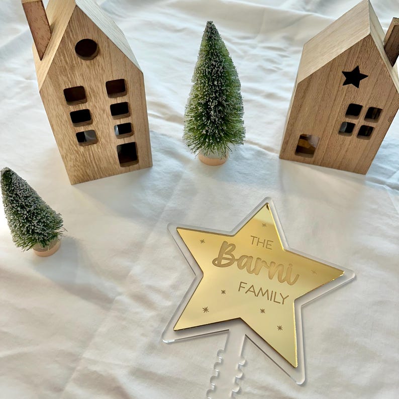 Custom Christmas Tree Topper Star, Personalized Tree Topper With Family ...