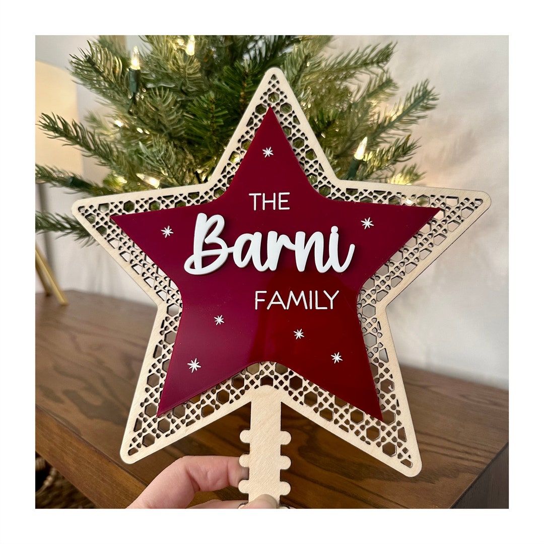 Custom Christmas Tree Topper Star, Personalized Tree Topper With Family ...