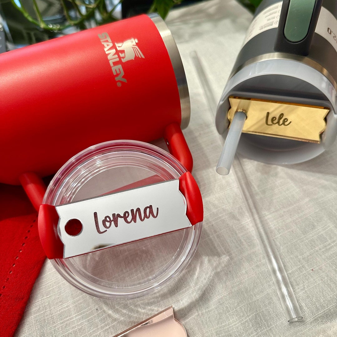 Personalize Stanley Name Plate, Custom Mirror Acrylic Tumbler Topper ...