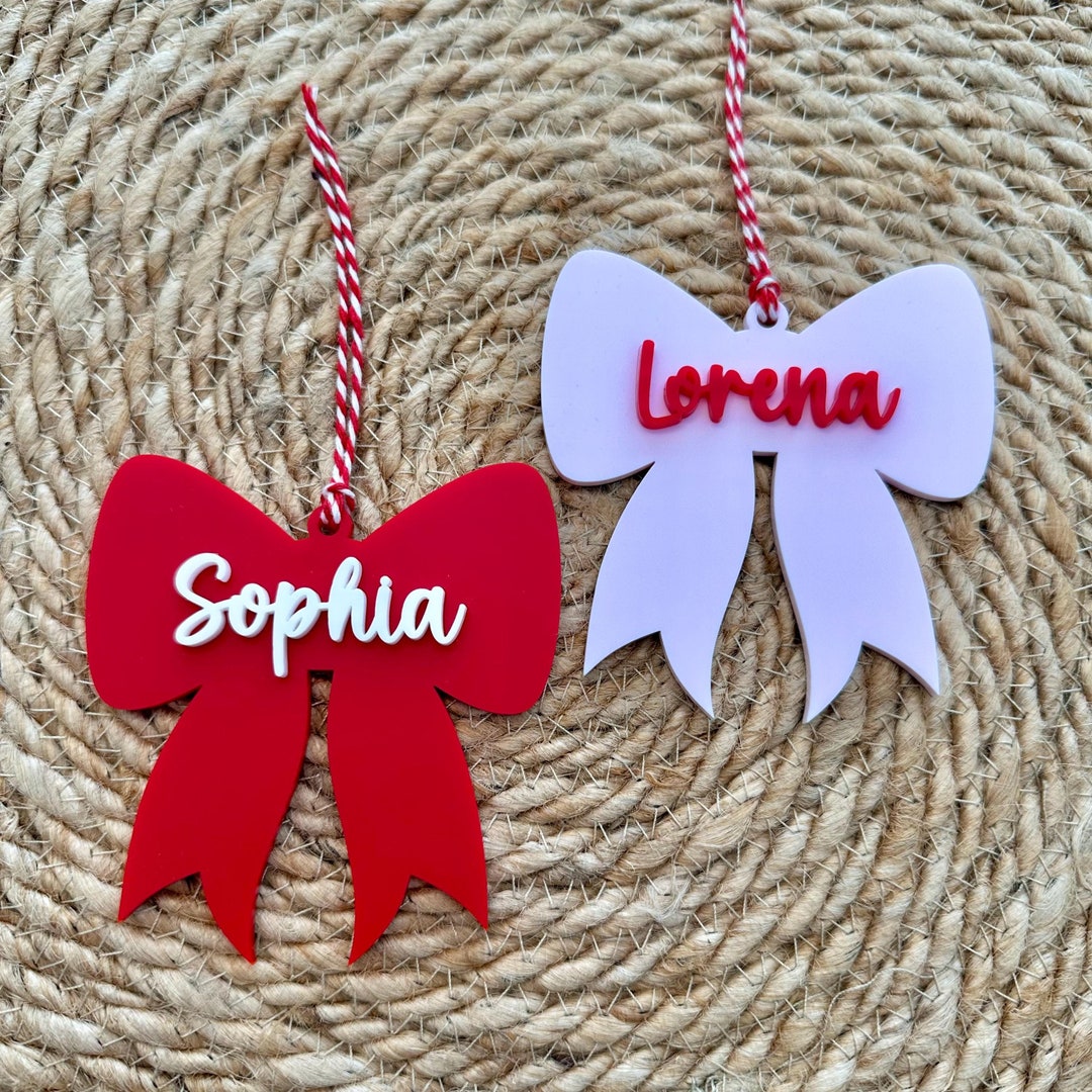 Bow Valentines Name Tag, Personalized Name Valentine's Day Gift Bow ...