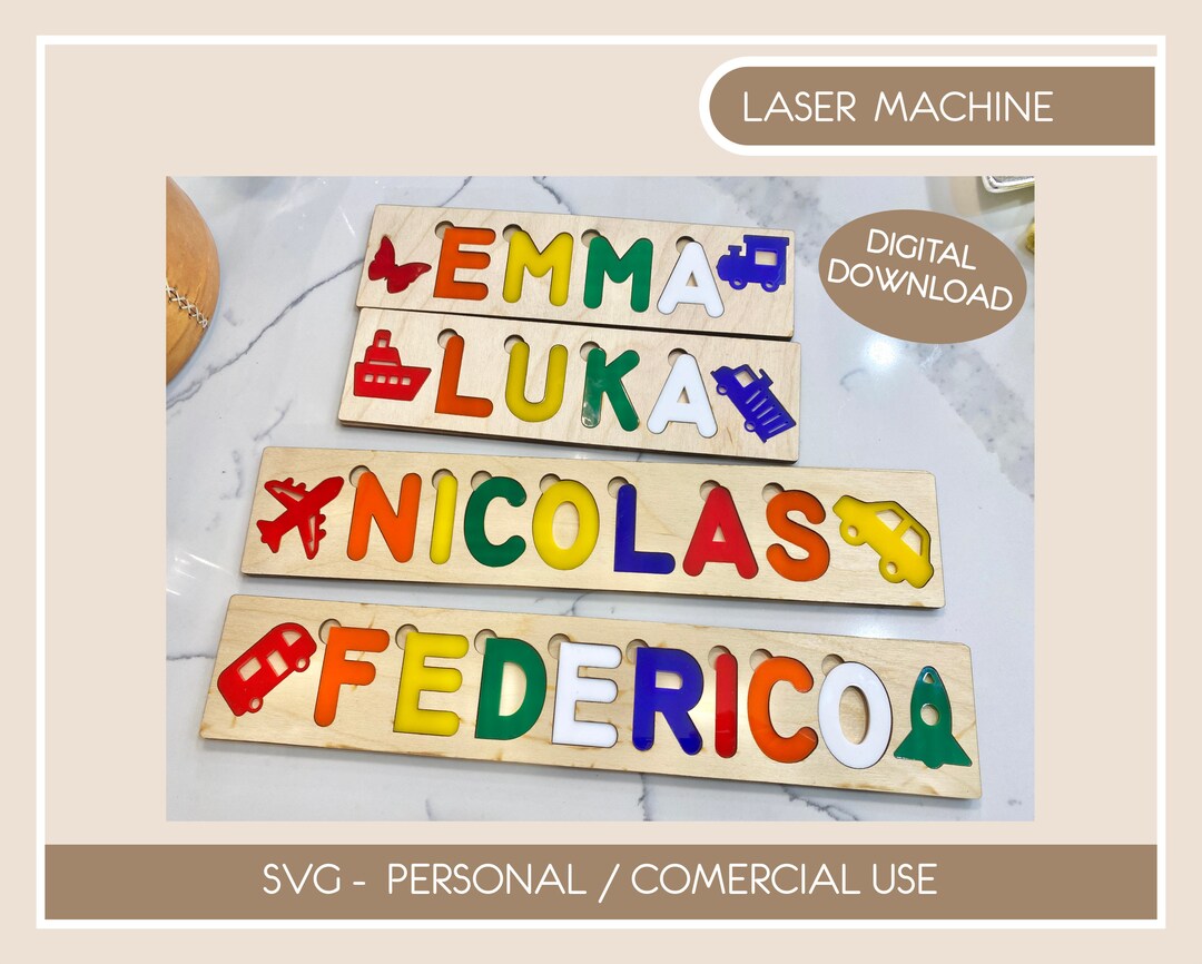Name Puzzle SVG, Alphabet and Puzzle SVG, Laser Puzzle SVG File, Word ...