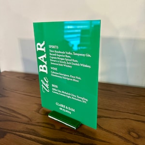 Bar Sign, Custom Acrylic Bar Menu Sign for Wedding, Signature Drink Bar ...