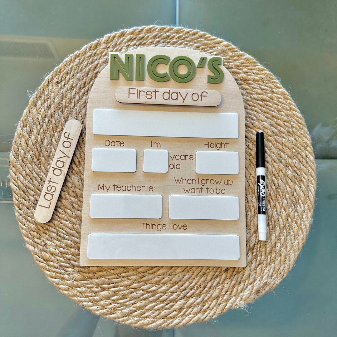 Personalized First Day of School Sign, Back to School Custom Board ...