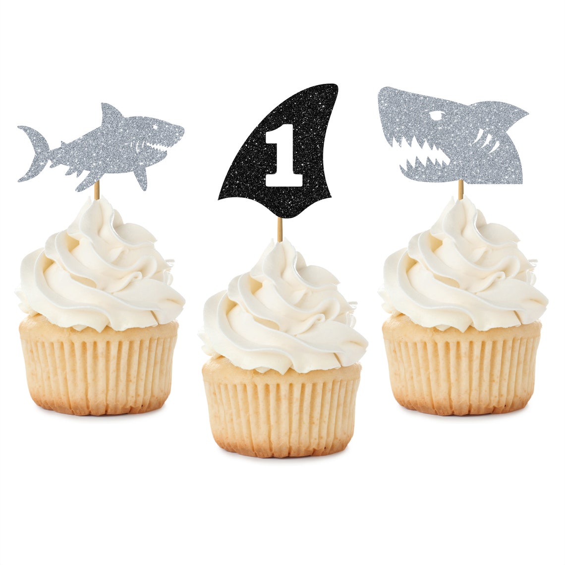 Shark Cupcake Topper Set Under the Sea Cupcake Toppers Boys - Etsy