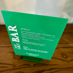 Bar Sign, Custom Acrylic Bar Menu Sign for Wedding, Signature Drink Bar ...