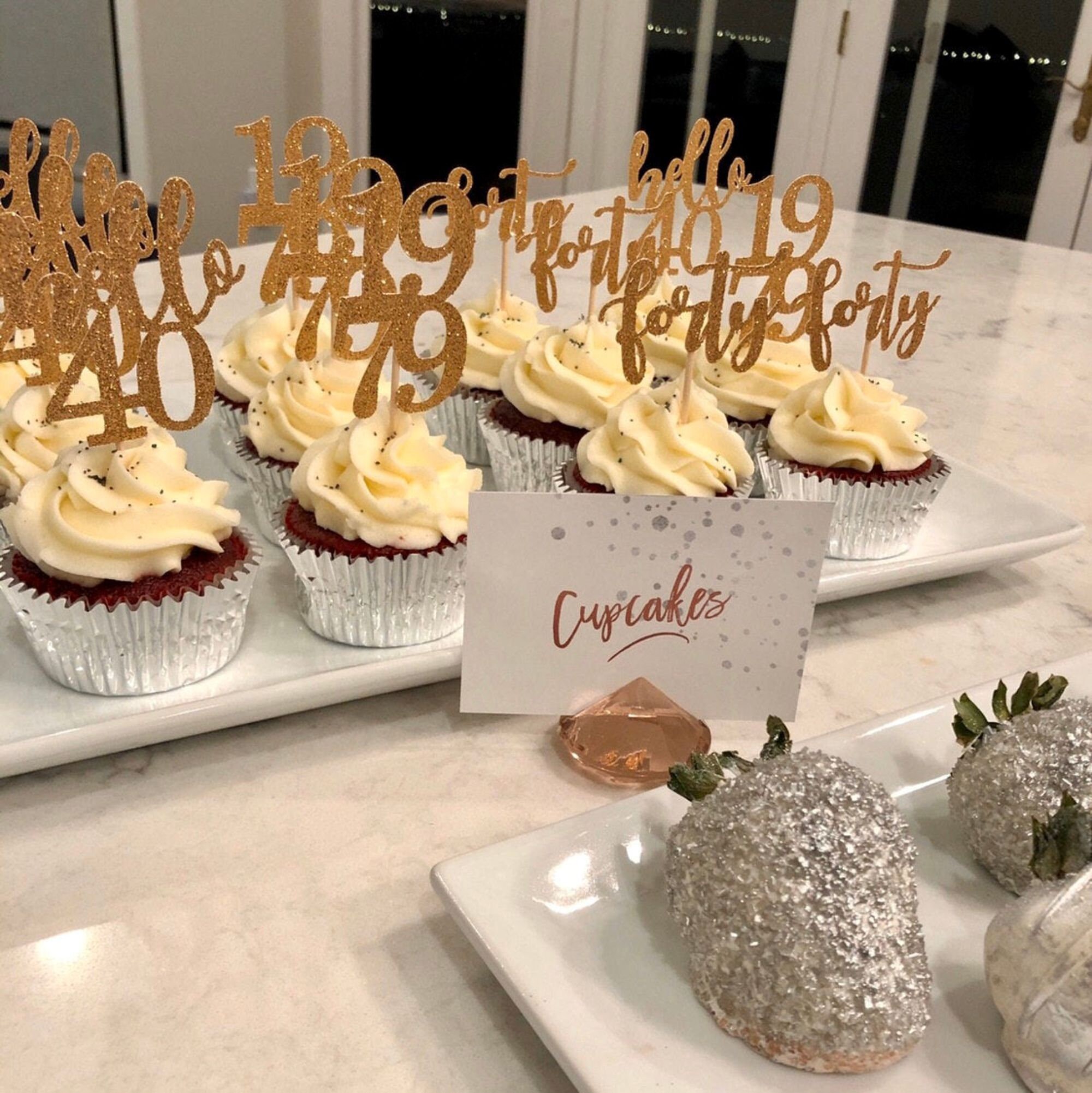 Hello 40 cupcake topper, 40th birthday, hello forty cupcake topper ...