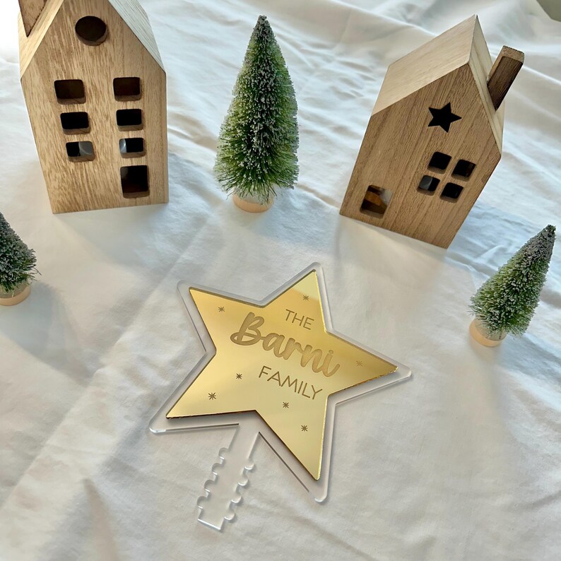Custom Christmas Tree Topper Star, Personalized Tree Topper With Family ...