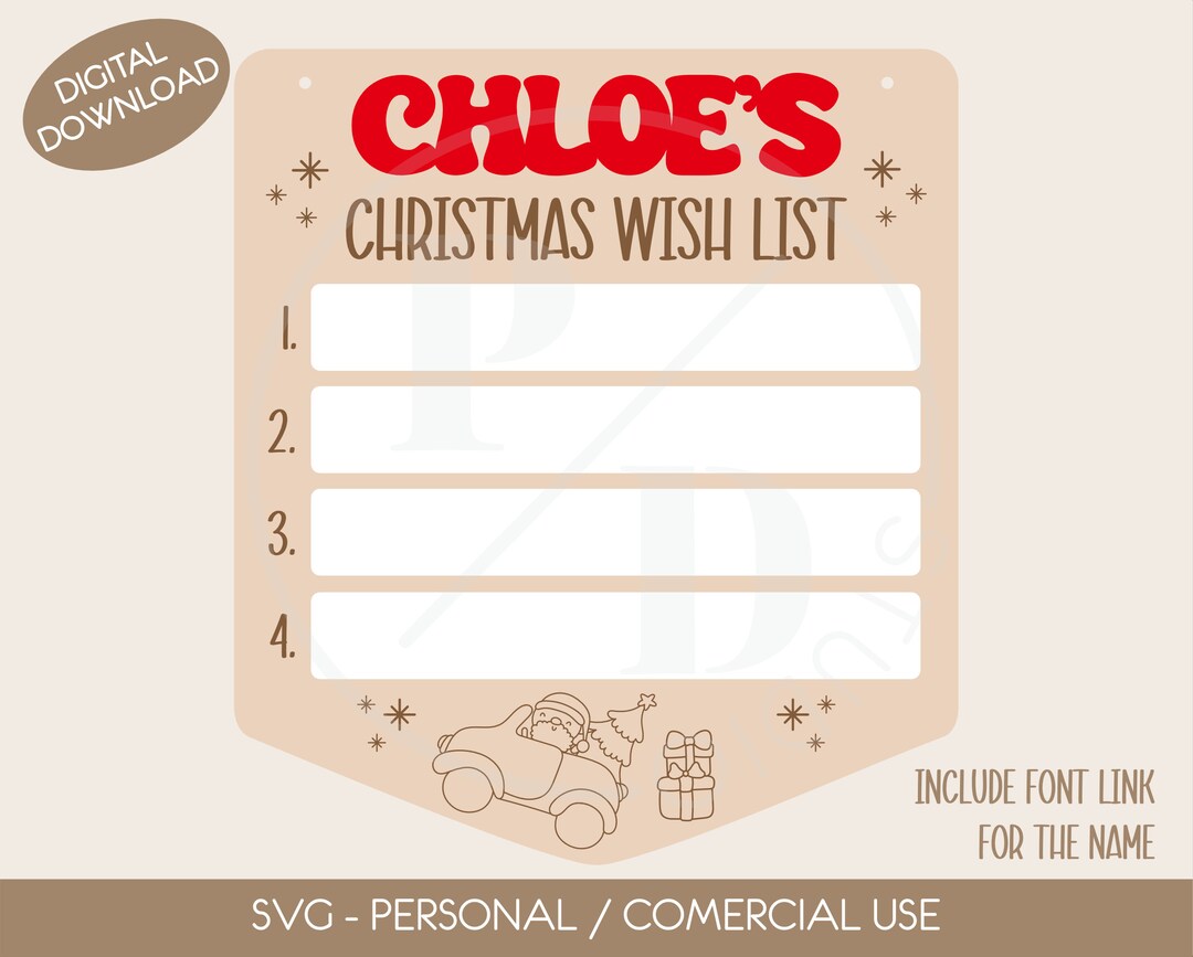 Christmas Wish List SVG Sign, Dry Erase Christmas Sign, Christmas ...