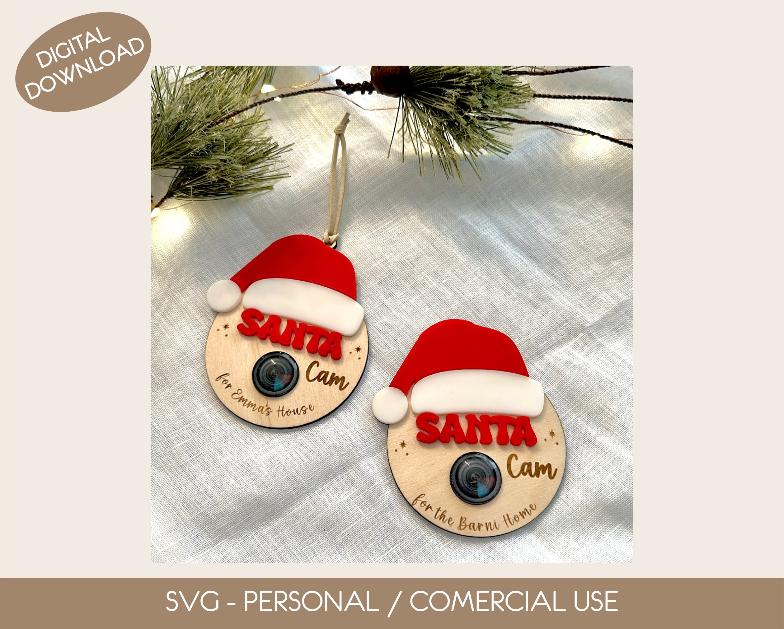 Santa Cam SVG File, Glowforge Laser File, Christmas Ornaments File ...