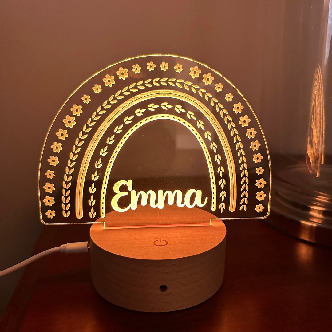 Rainbow Custom Name Light, Dinosaur Personalized Bedroom LED Cloud ...