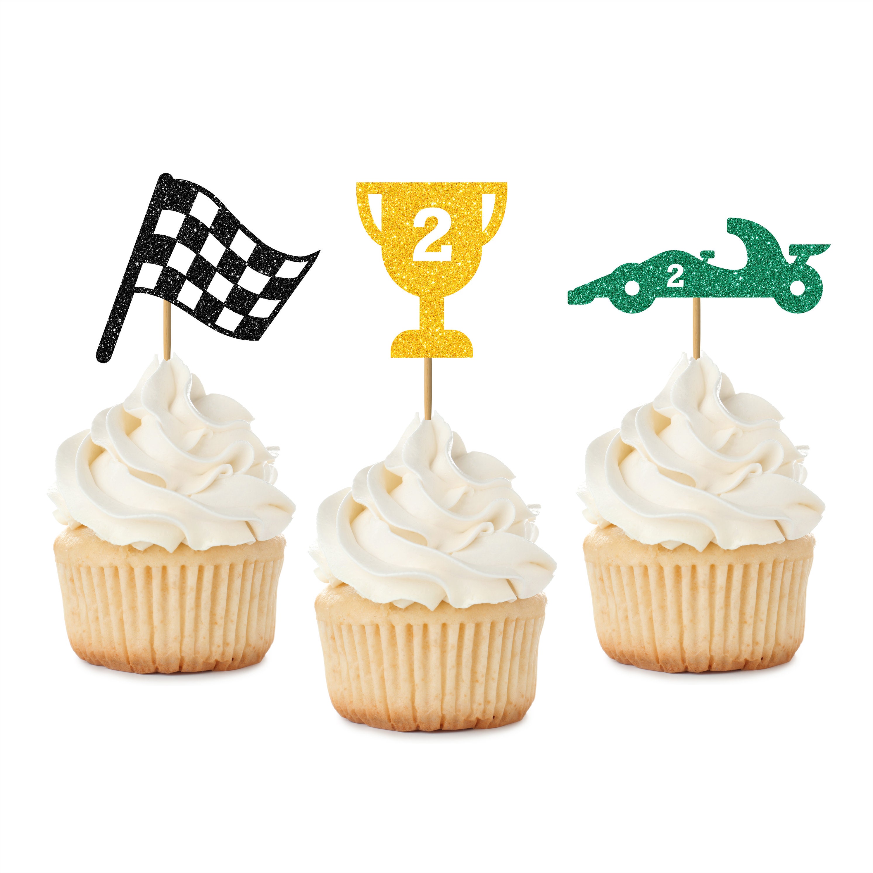 Race Car Cupcake Toppers Racing Themed Birthday Two Fast - Etsy