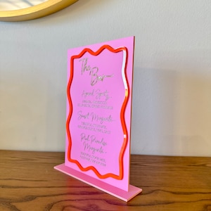 Wavy Signature Drink Bar Menu Sign, Signature Cocktails Personalized ...