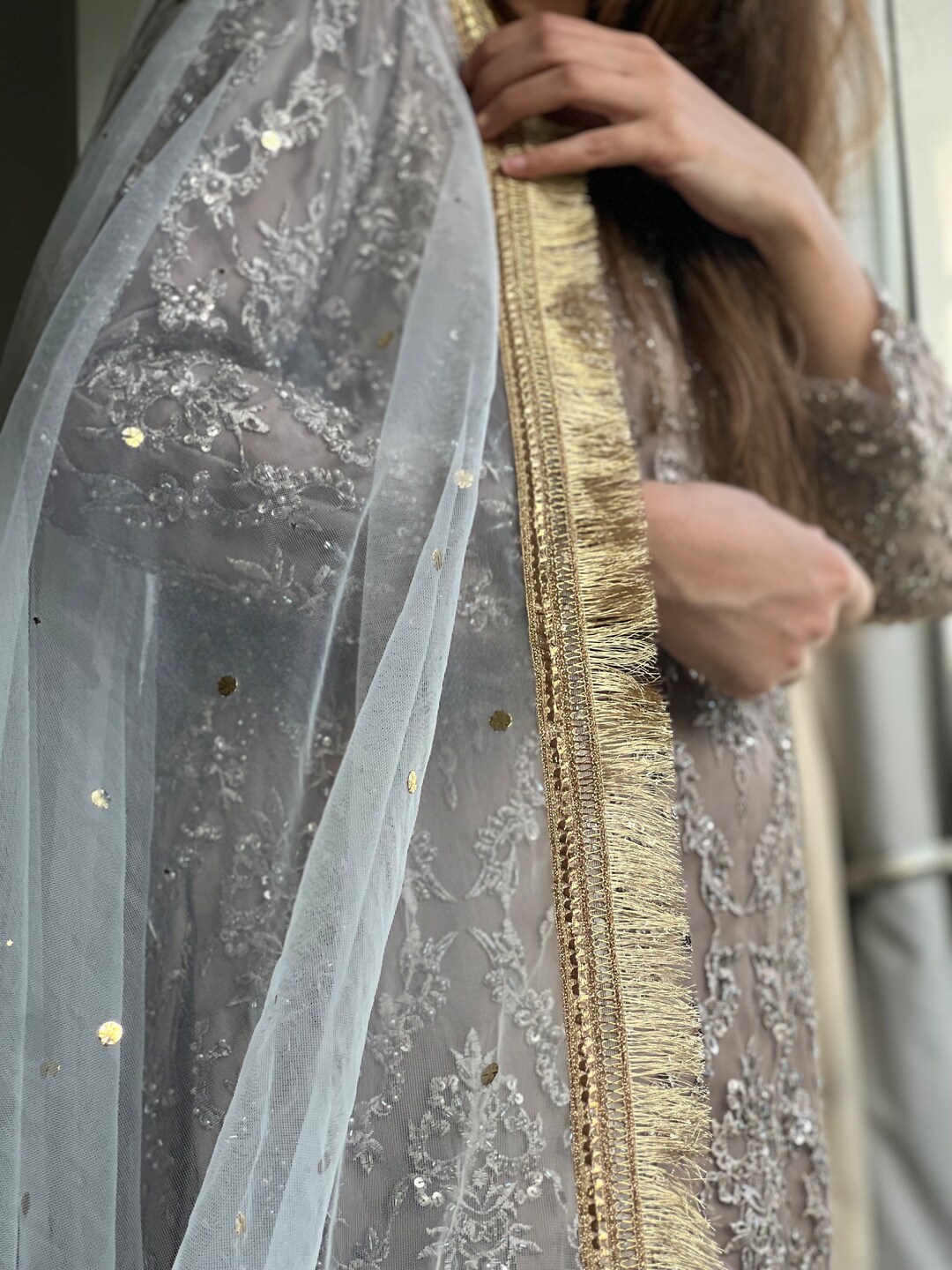 Traditional Pakistani Nikkah / Indian Net Veil / Dupatta / Wedding Veil ...