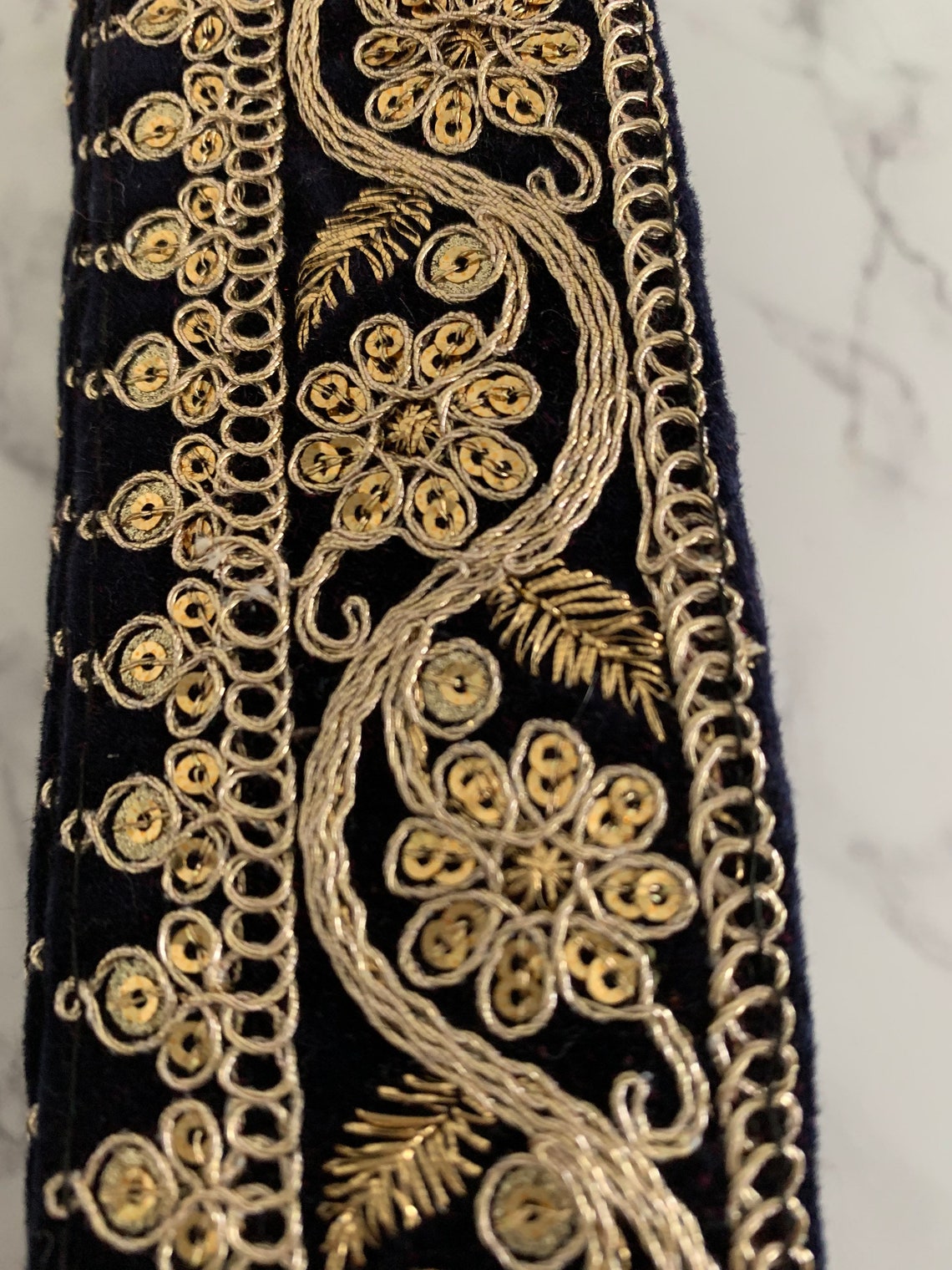 Velvet Border Trimming With Embroidery & Sequences - Black9 Yards - Etsy