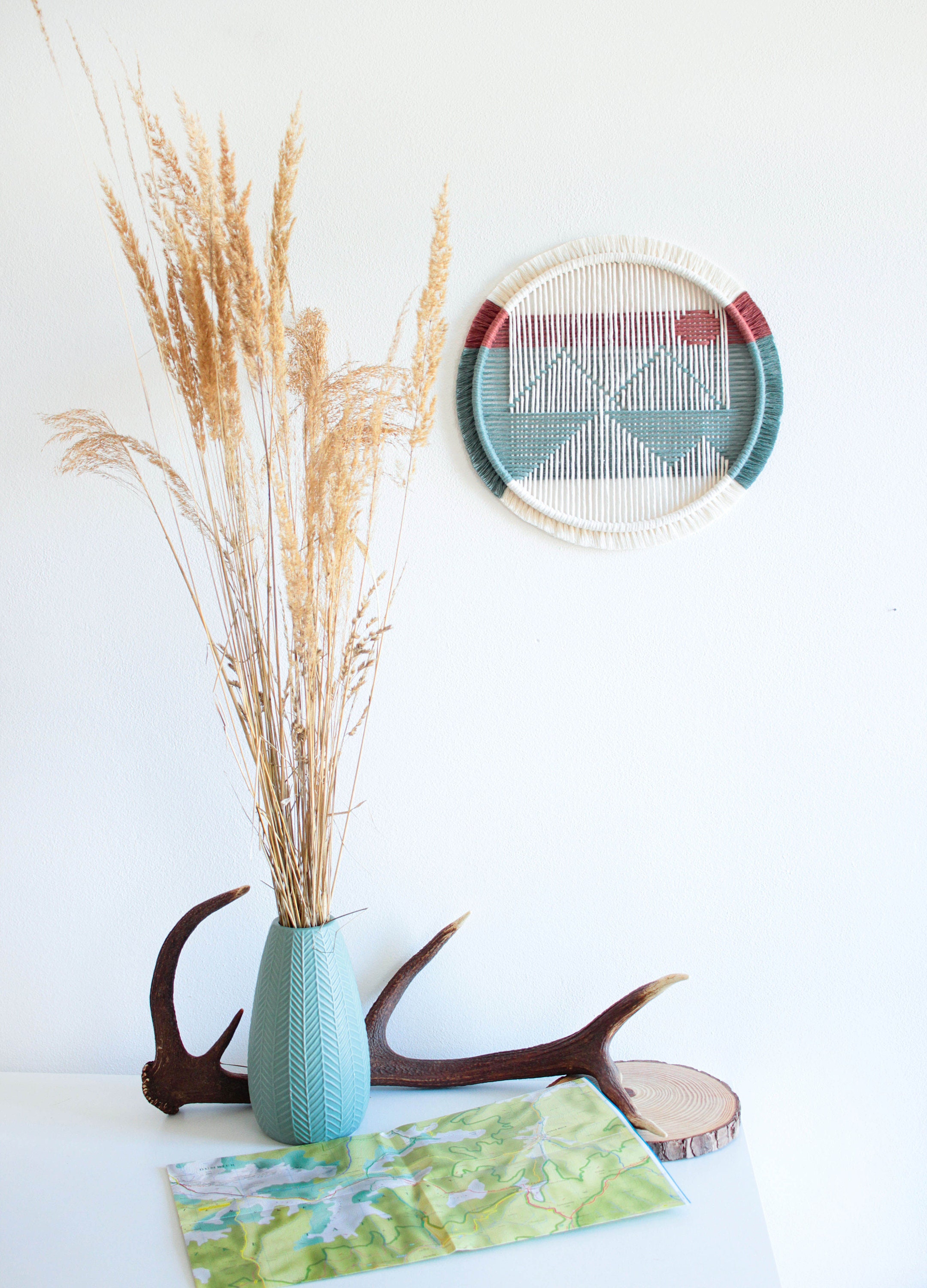 Geometric Wall Art,circle Wall Decor,mountains Wall Art,round Macrame ...