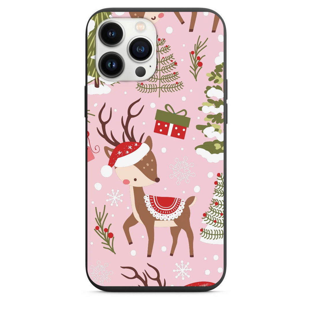 Cutest Reindeer With Santa Hat Phone Case for iPhone 7 8 X XS XR SE 11 ...