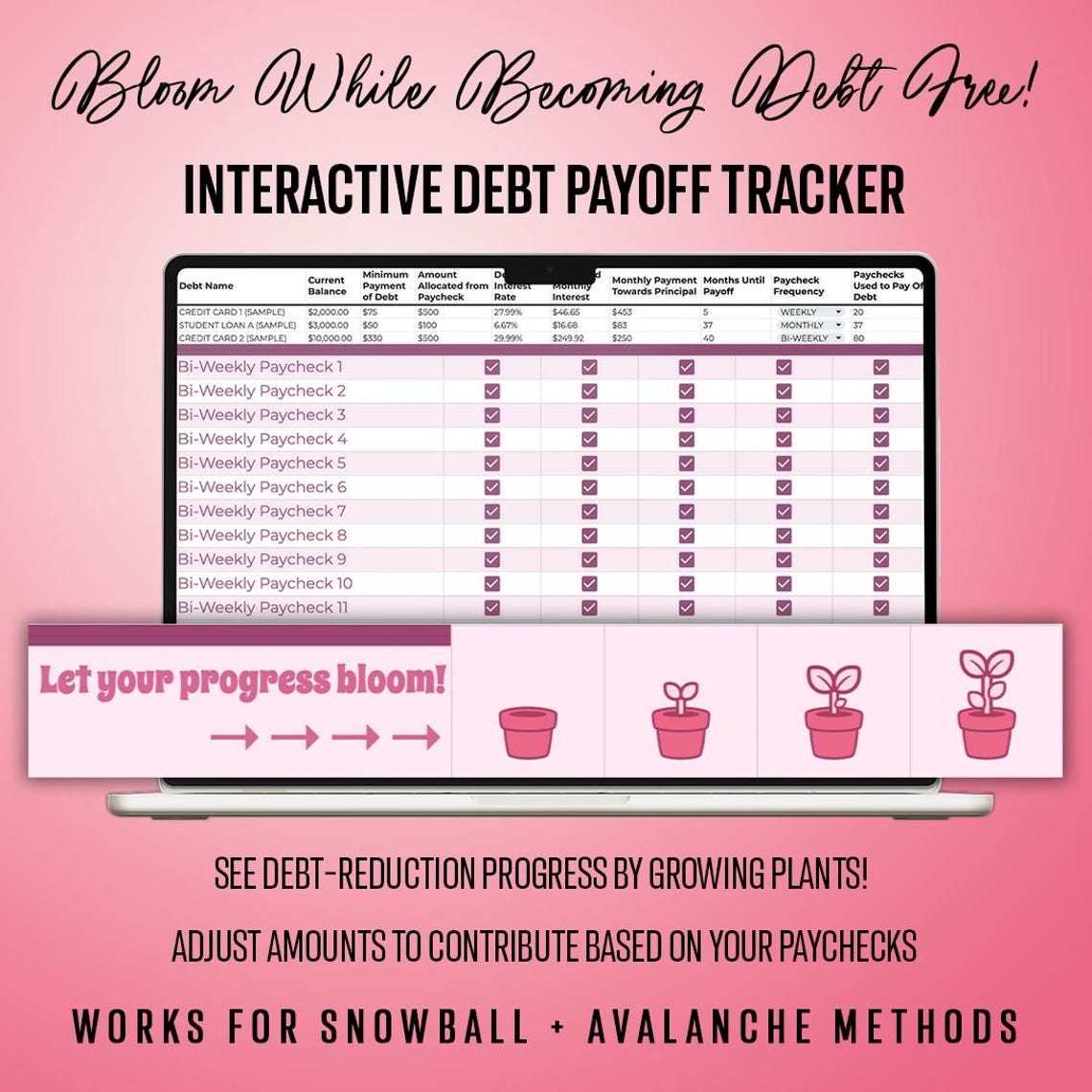 Debt Payoff Tracker Interactive Grow a Plant Visual Google Sheets ...
