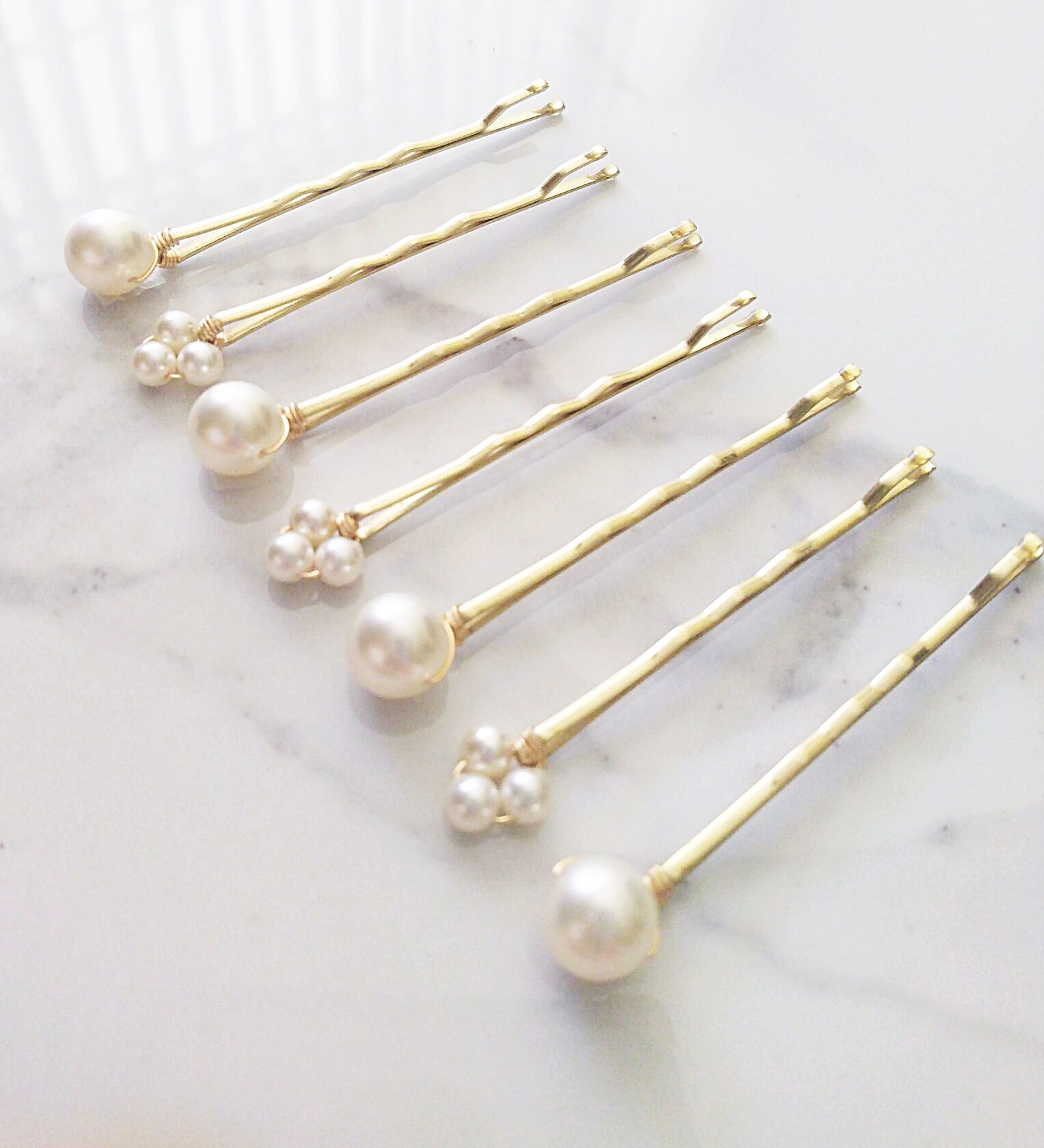 7 Gold Bobby Pins Gold Pearl Hair Pins Bridal Hair Wedding Hair Pins