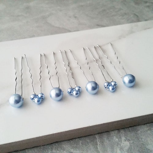 Something Blue Hair Pins Wedding Hair Accessories Wedding - Etsy