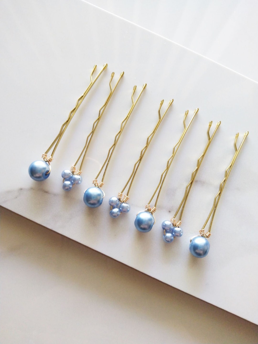 Gold Blue Bobby Hair Pin Something Blue Wedding Hair - Etsy