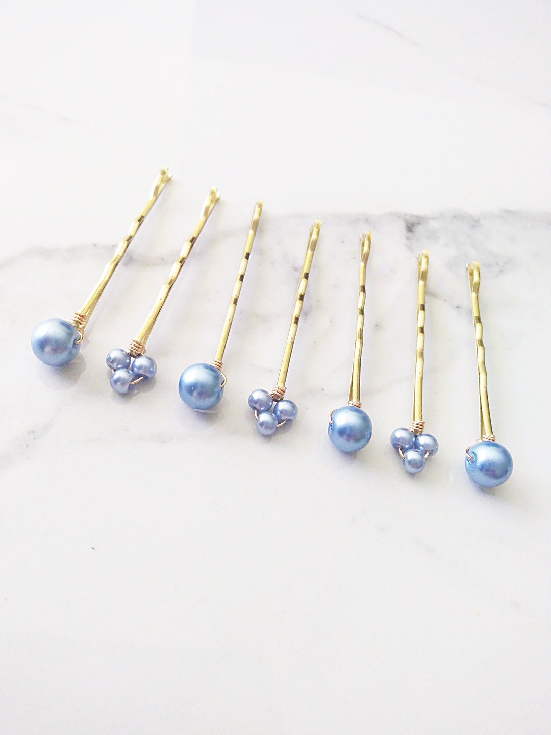 Gold Blue Bobby Hair Pin, Something Blue Wedding Hair, Bridesmaid Gift ...