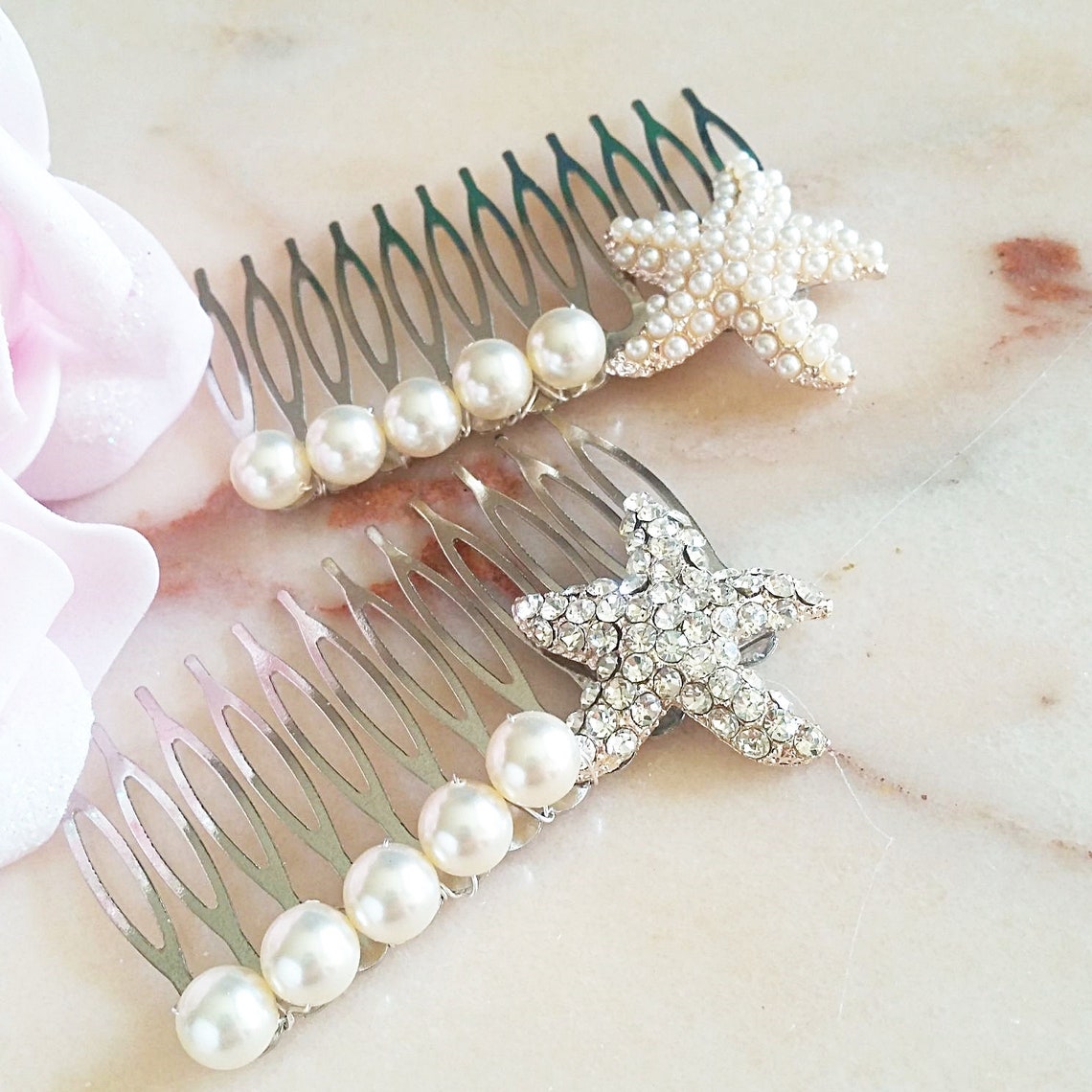Starfish Hair Comb Beach Theme Wedding Pearl Hair Comb | Etsy
