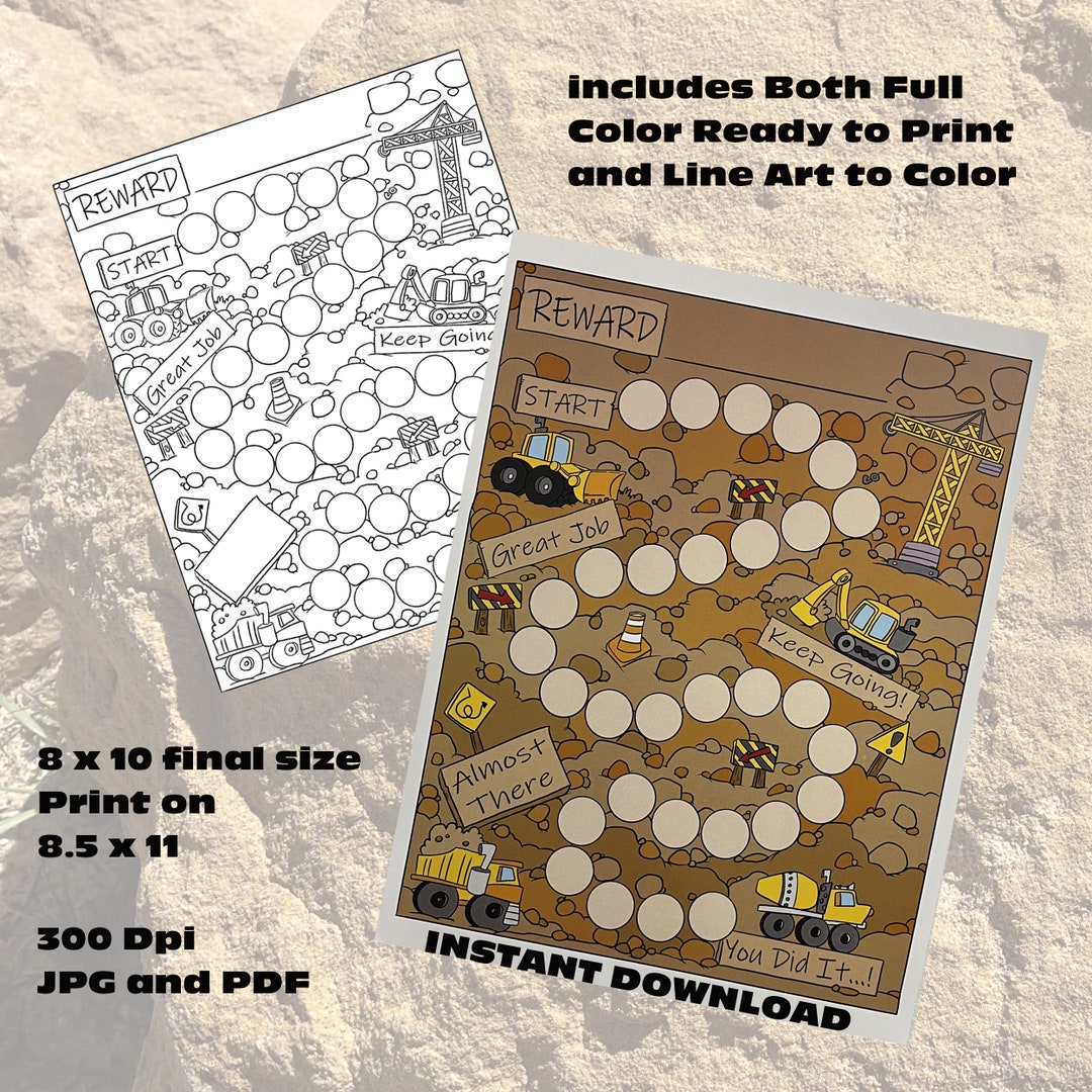 Construction Printable Reward Chart / Kids Behavior Chart / Kids ...