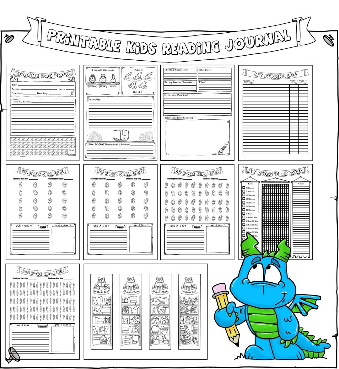 Printable Kids Reading Journal – Bookshelf Log, Book Tracker ...