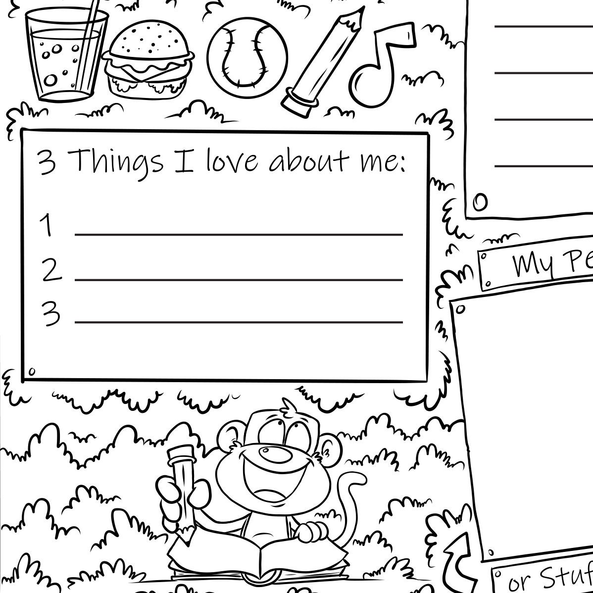 Personalized All About Me Monkey Printable Page for Kids - Fun ...