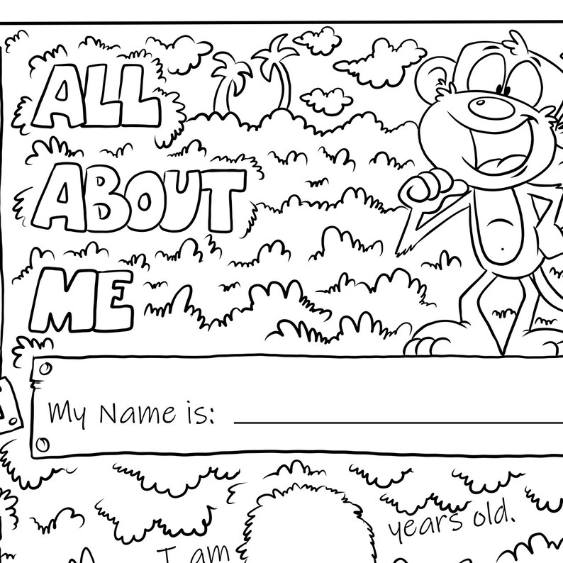 Personalized All About Me Monkey Printable Page for Kids - Fun ...