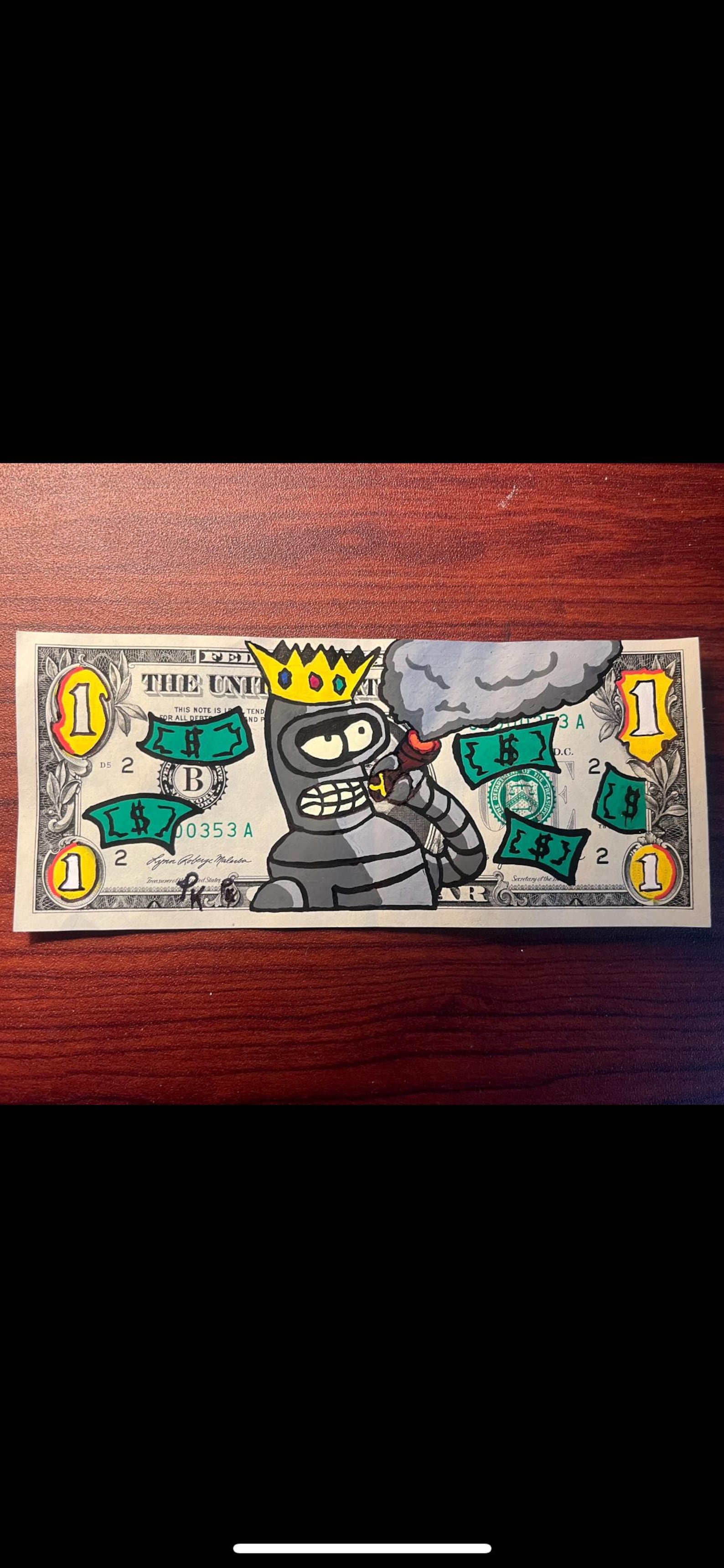 BENDER Futurama Graffiti Art Dollar Bill - Etsy