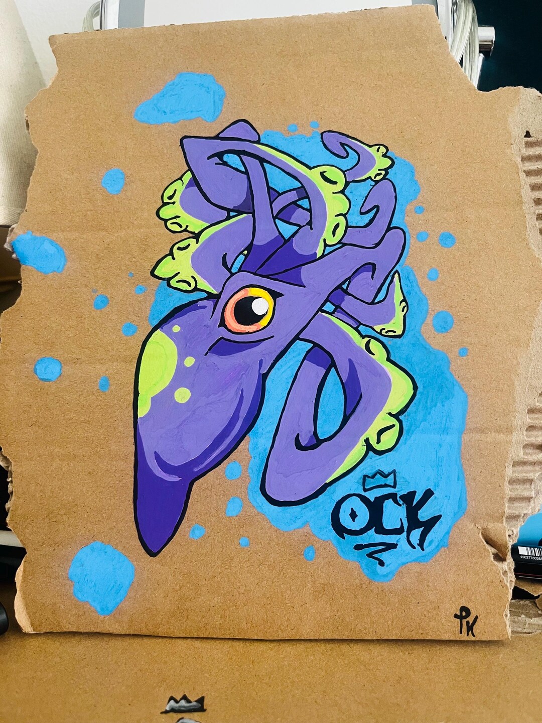 Octopus Graffiti Art on Cardboard - Etsy