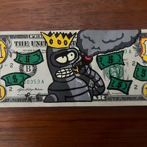 BENDER Futurama Graffiti Art Dollar Bill - Etsy