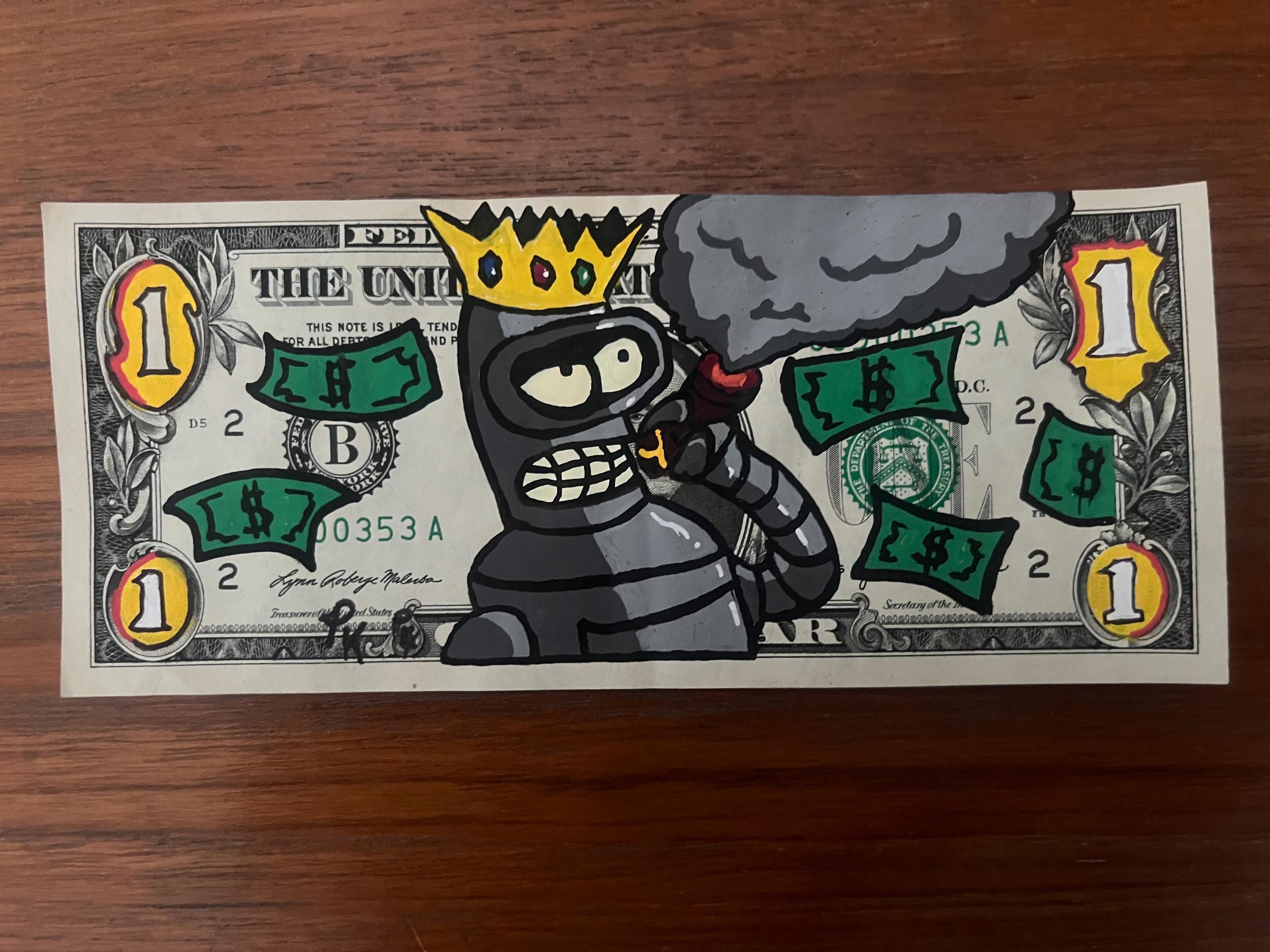 BENDER Futurama Graffiti Art Dollar Bill - Etsy