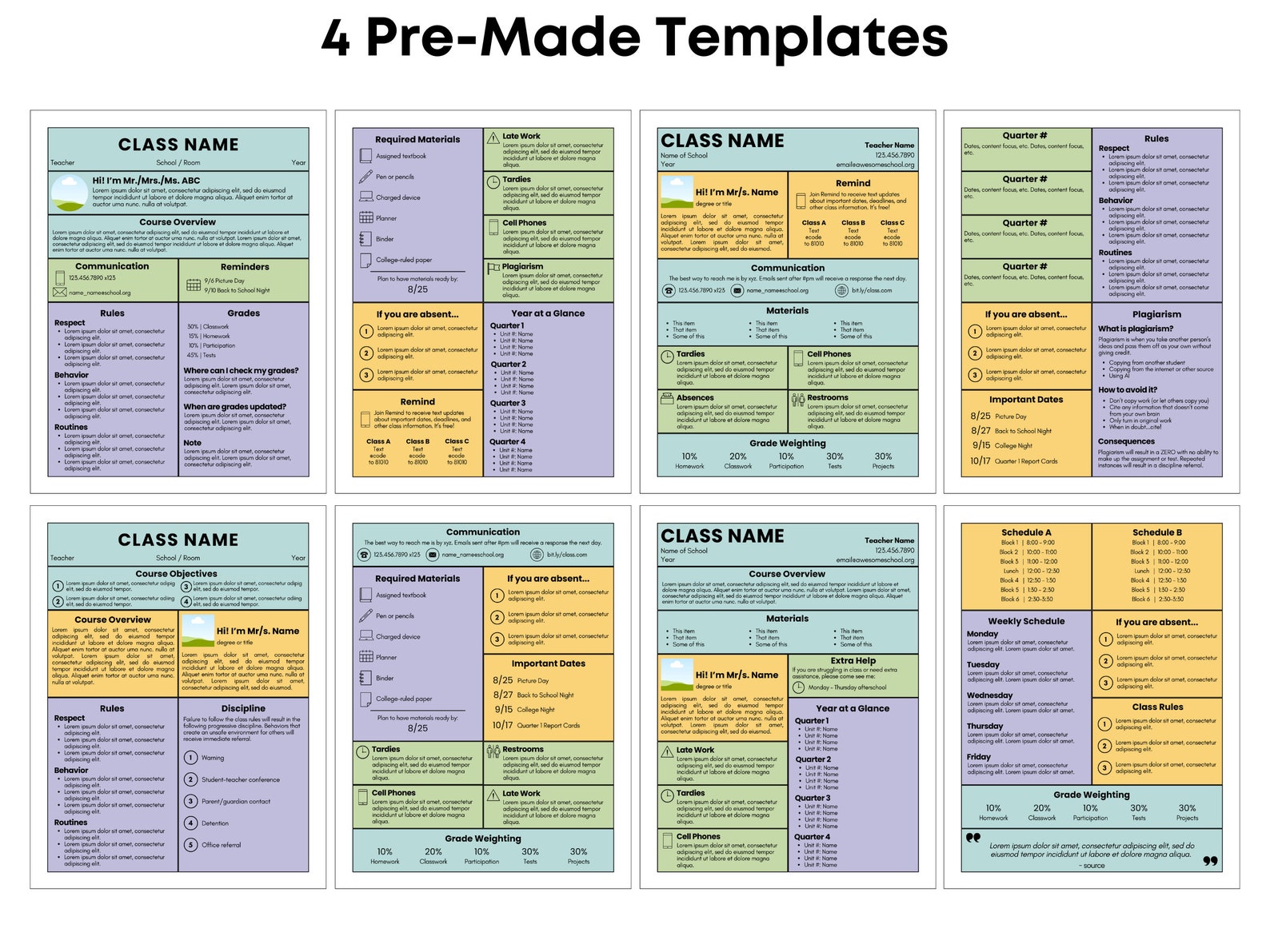 Custom Syllabus Template | Modular Syllabus Creator System | Editable ...