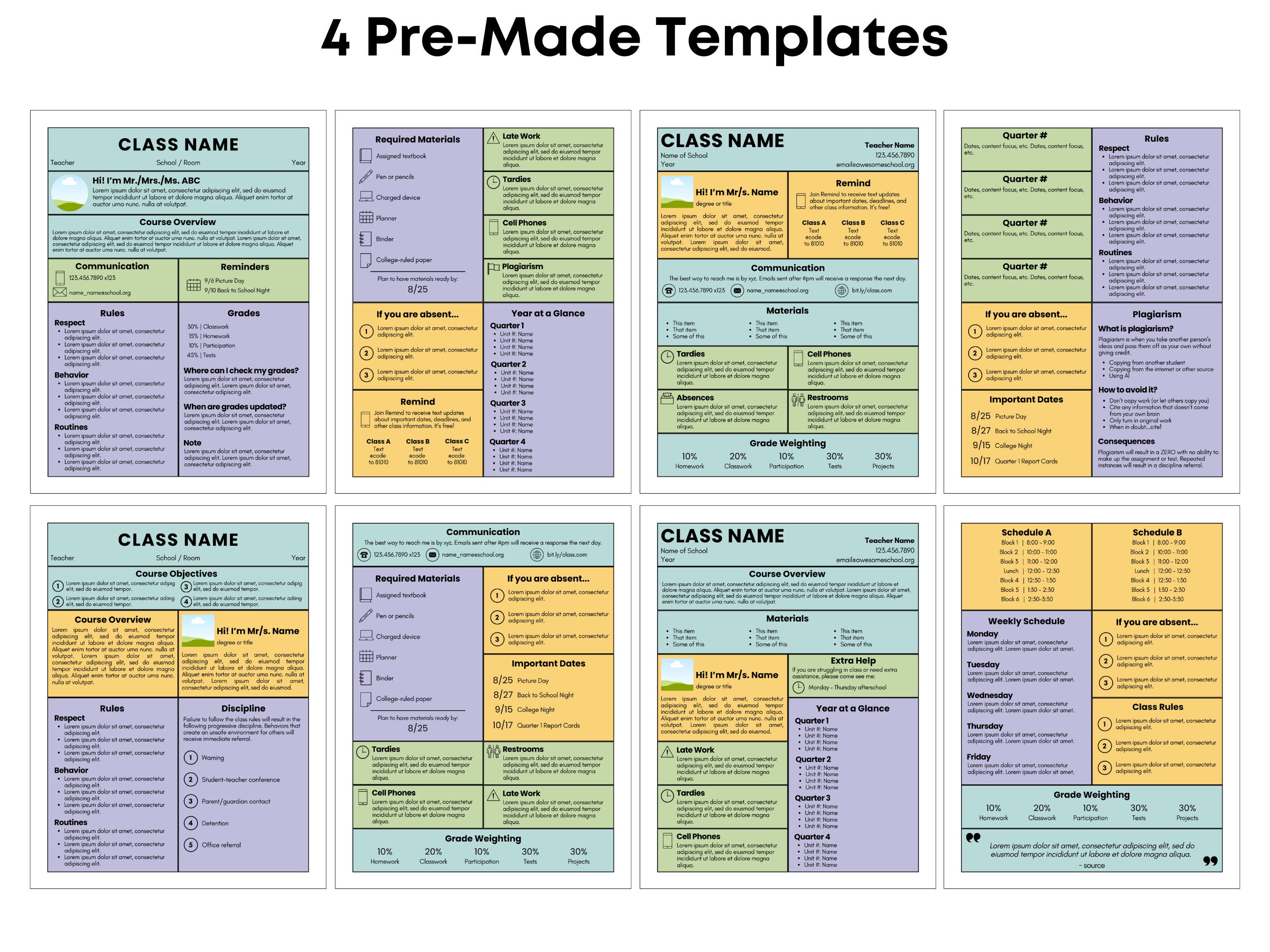Custom Syllabus Template | Modular Syllabus Creator System | Editable ...