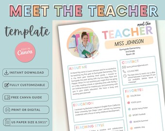 Editable Meet the Teacher Form- Canva Template - Etsy