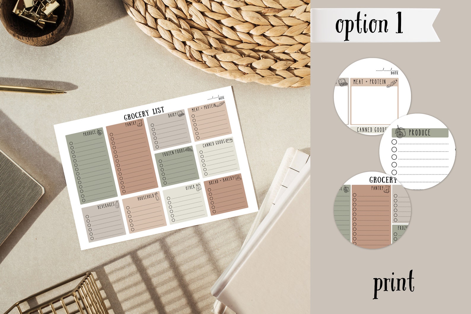 Grocery List Printable Instant Download Digital PDF A4 Letter Neutral ...