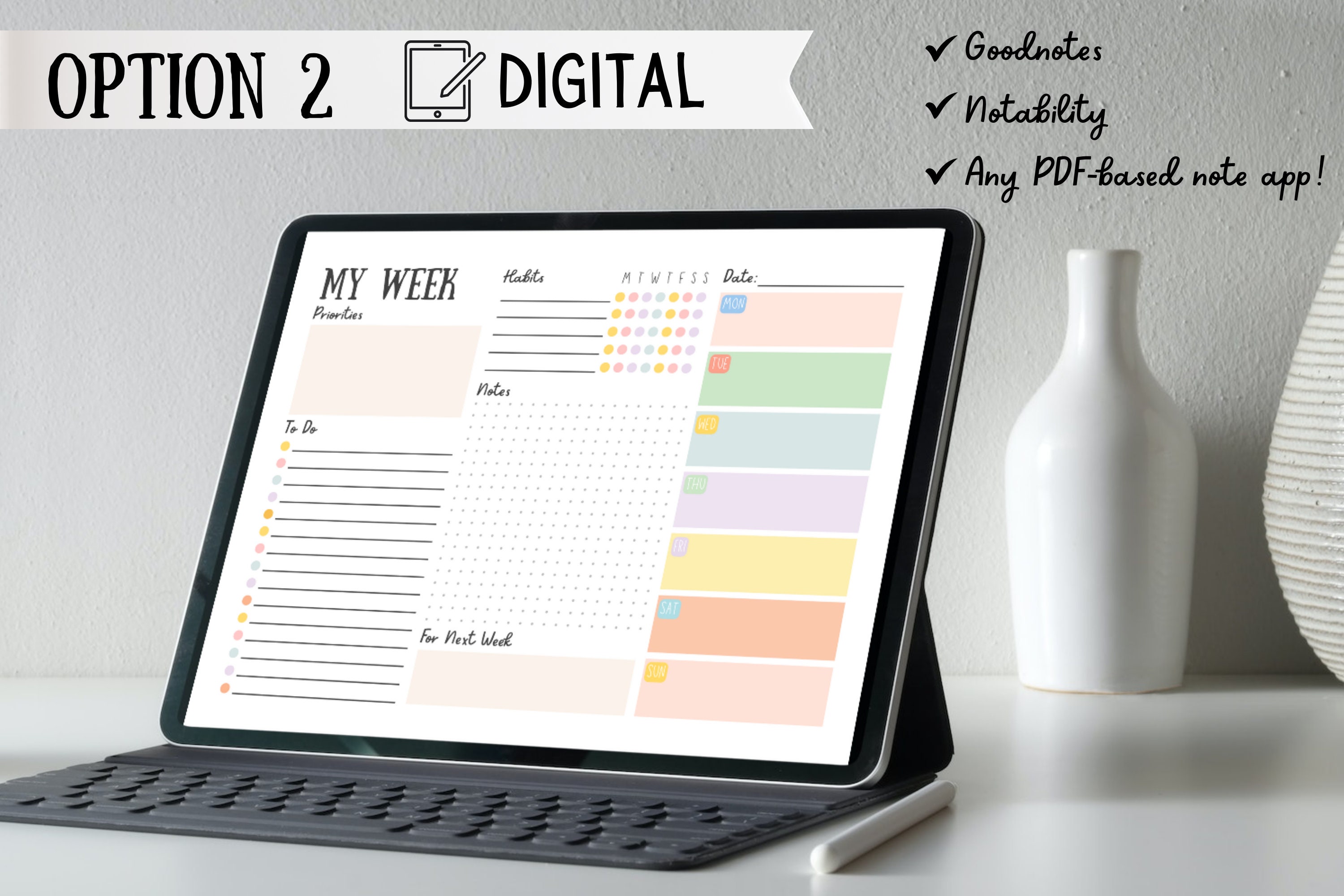 Weekly Planner Template | Printable and Digital | PDF | Landscape ...