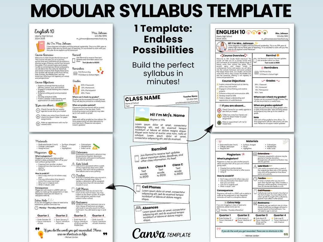 Custom Syllabus Template | Modular Syllabus Creator System | Editable ...