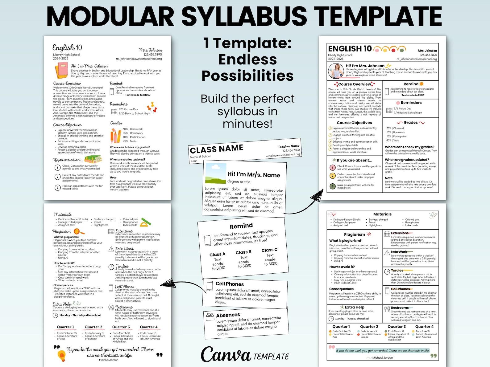 Custom Syllabus Template | Modular Syllabus Creator System | Editable ...