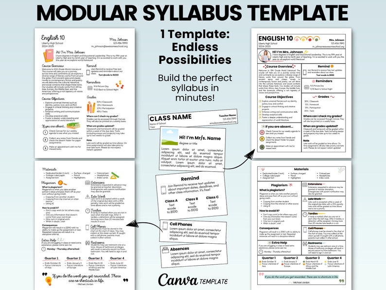 Custom Syllabus Template | Modular Syllabus Creator System | Editable ...