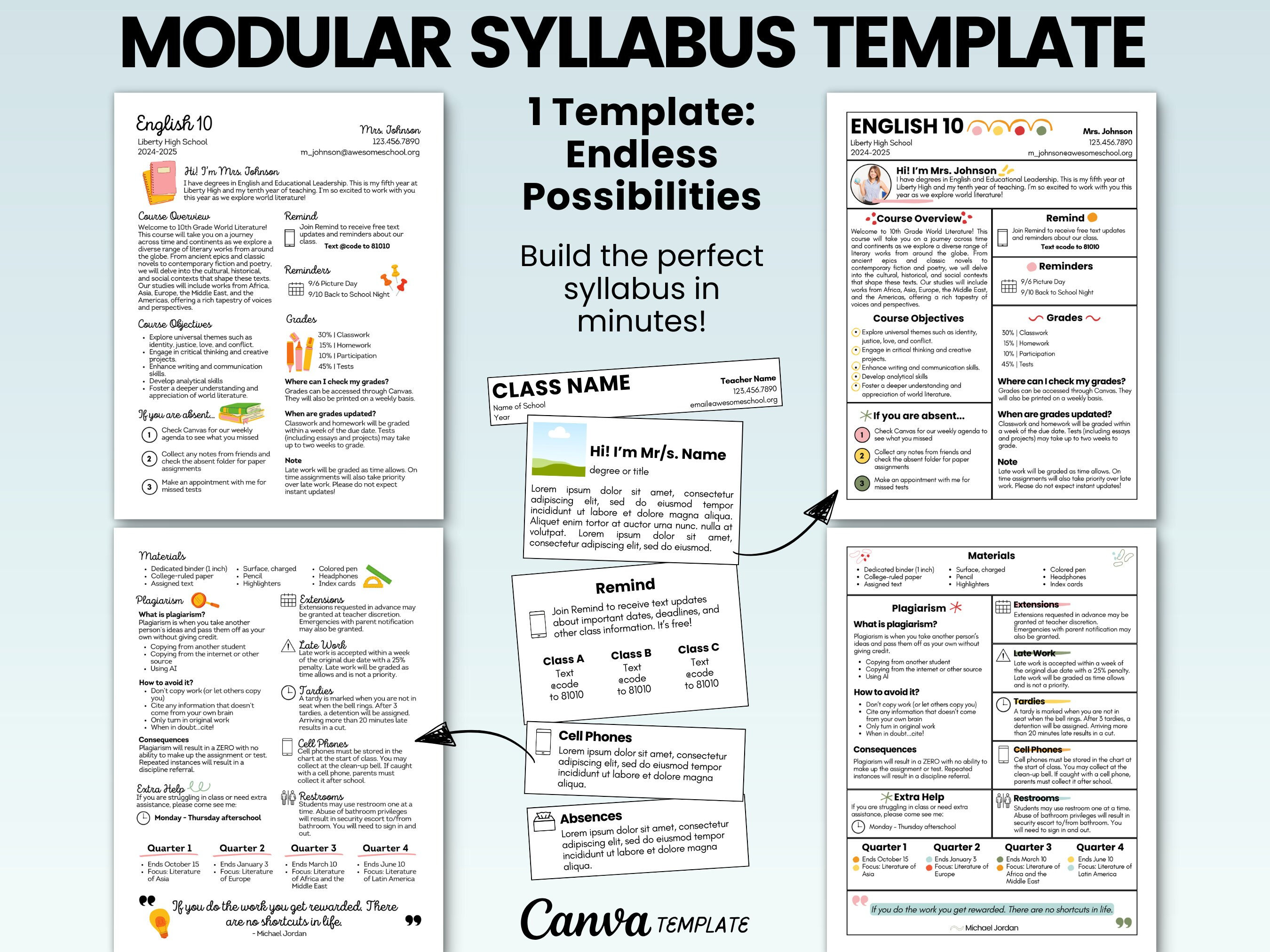 Custom Syllabus Template | Modular Syllabus Creator System | Editable ...
