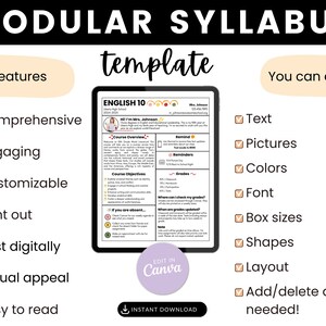 Custom Syllabus Template | Modular Syllabus Creator System | Editable ...