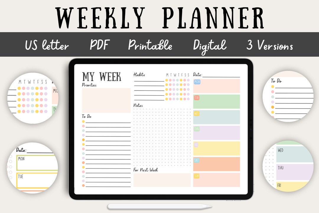 Weekly Planner Template | Printable and Digital | PDF | Landscape ...